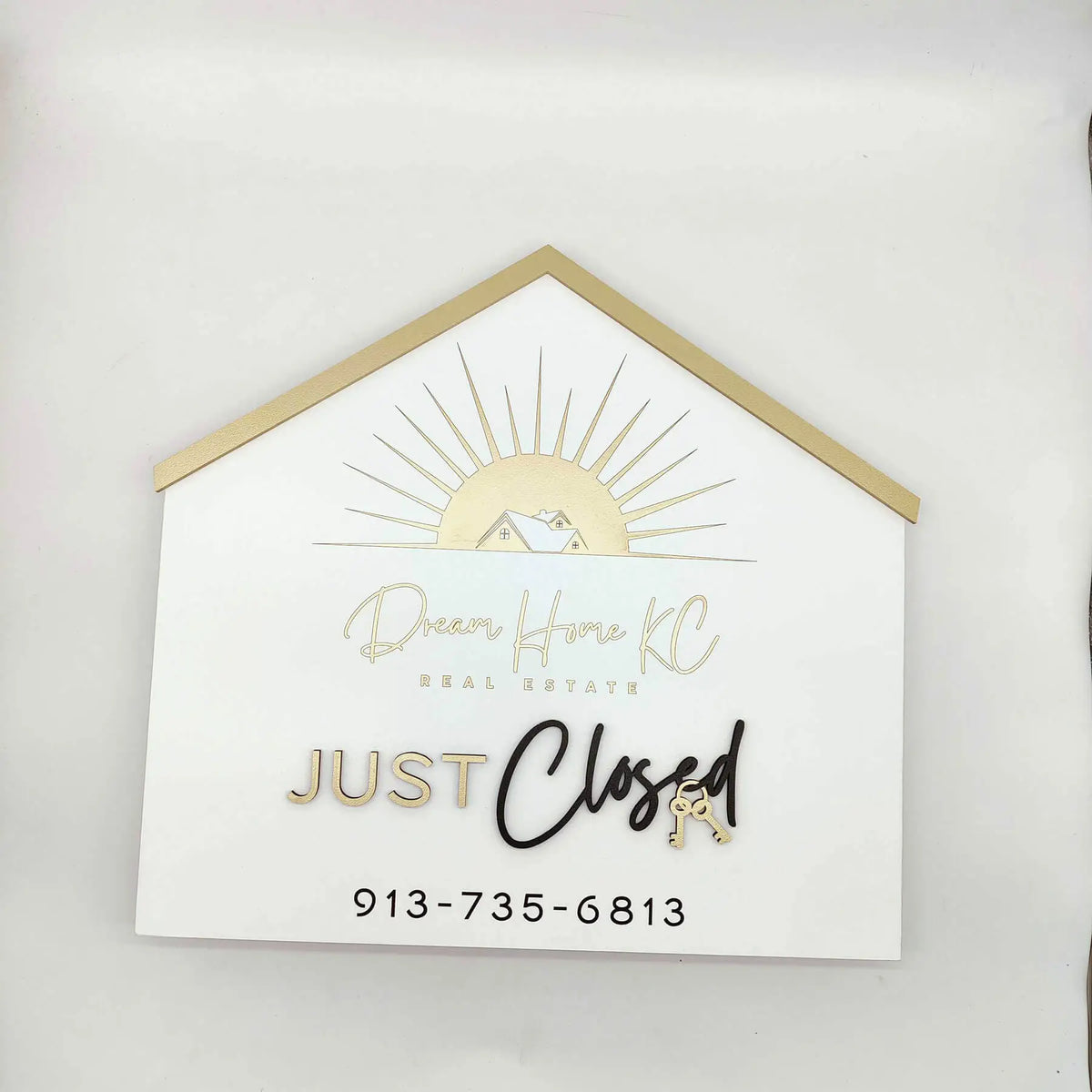 House Shaped Just Closed House Sign White – Real Estate Store