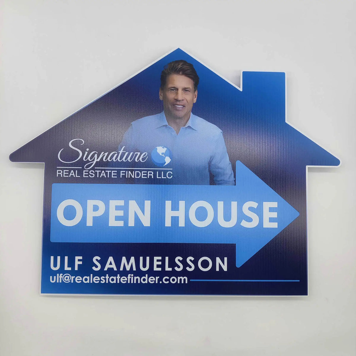 Yard Sign House Shaped Sign Blue – Real Estate Store
