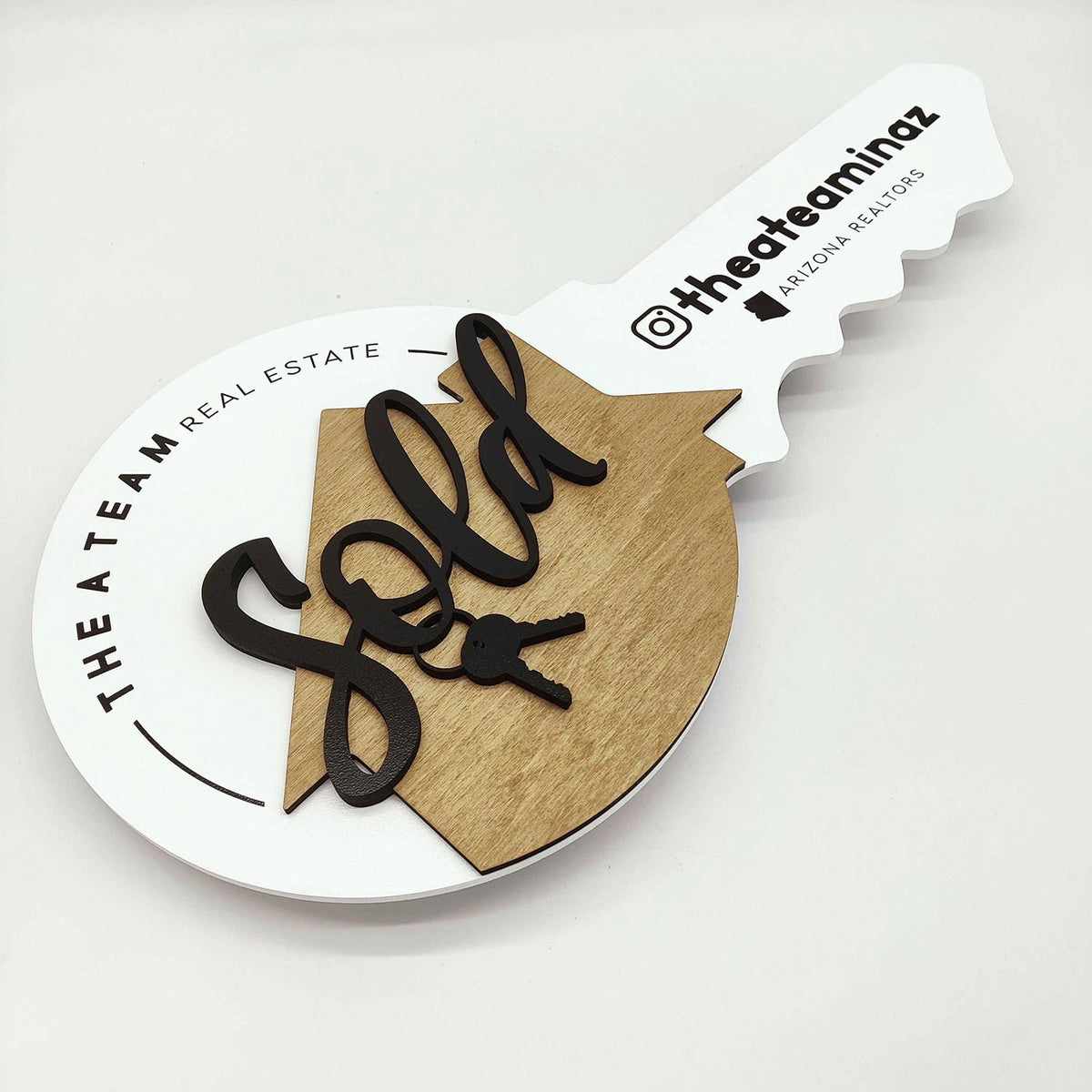 Custom Round Key Shaped Prop Realtor Sign Black text "Sold" – Real ...