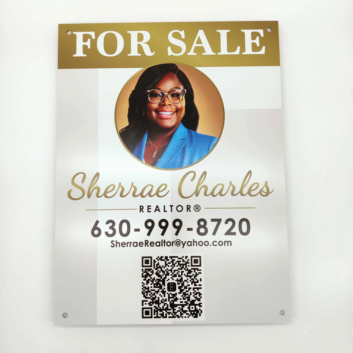 Yard Sign For Sale Sign Gray Gradient with QR Code – Real Estate Store