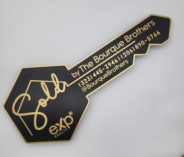 Hexagon Key with Gold Outline – Real Estate Store