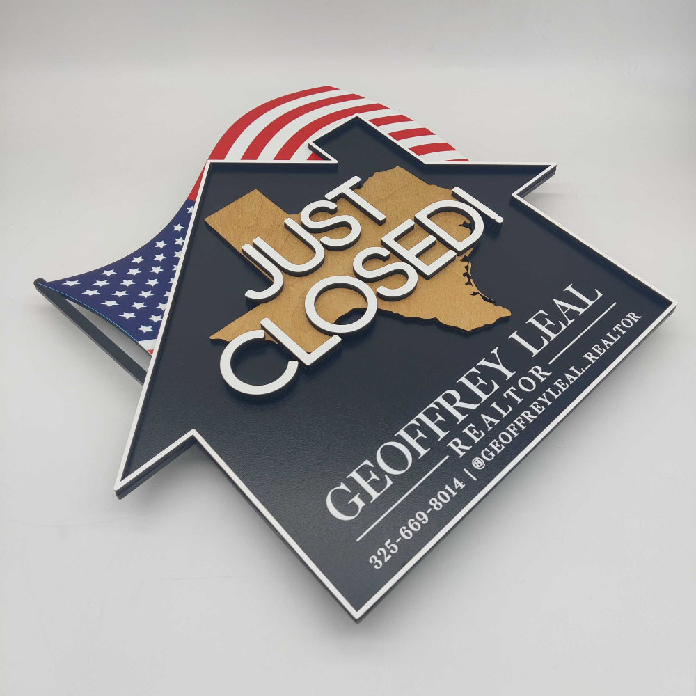 Just Closed House Sign with USA – Real Estate Store