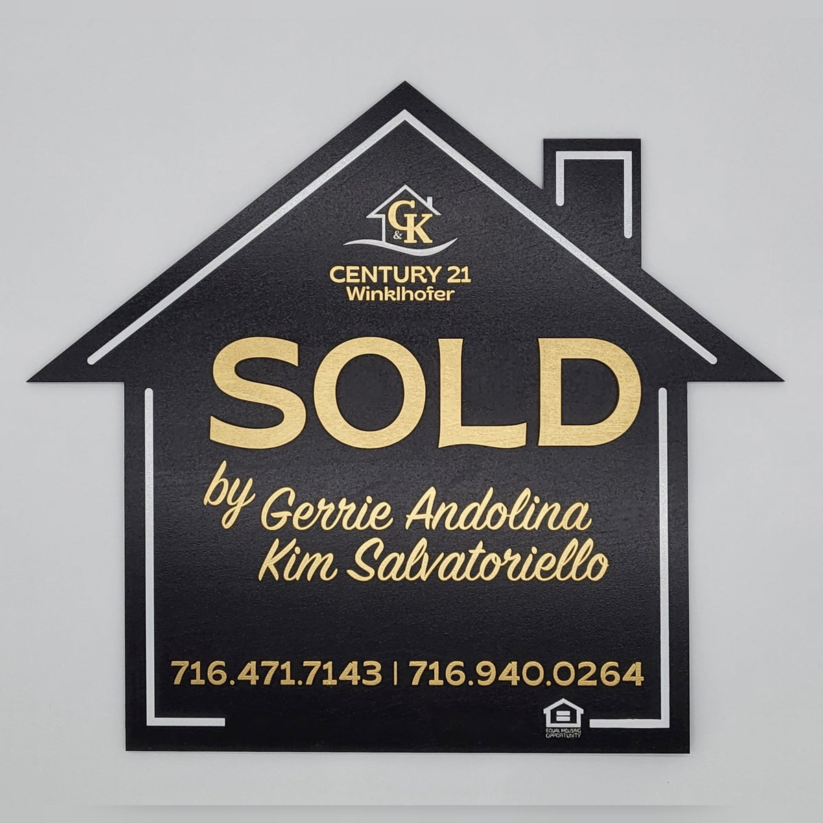 House Shaped Sign with 3D Cutout "Sold" – Real Estate Store