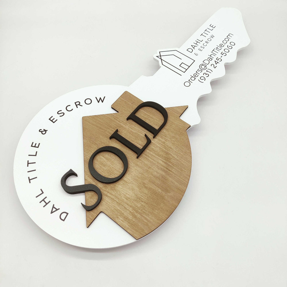 Classic Realtor Sign with Wood House "Closed" – Real Estate Store