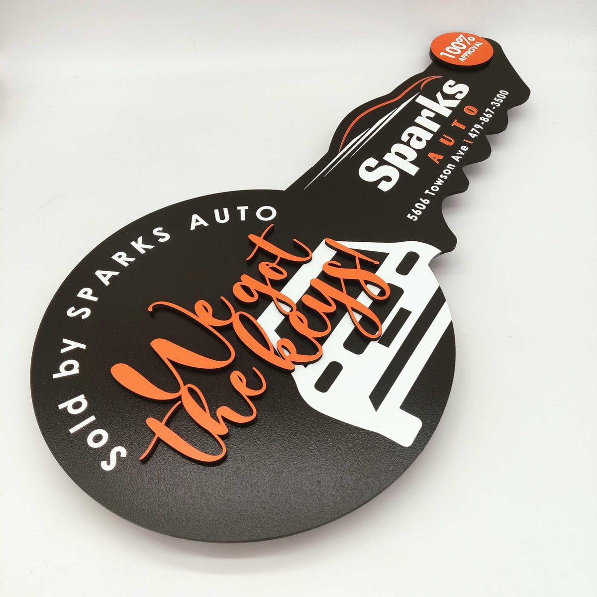 Round Shaped Key Sign "We Got The Keys" – Real Estate Store